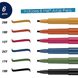 Faber-Castell Calligraphy Pitt Artist Pen Set - 6 Multi Colored Calligraphy Pens