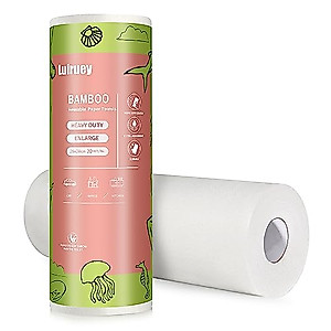 Luiruey Reusable Bamboo Paper Towels - 1Rolls Heavy Duty Reusable Washable -cleaning Towel Washable and Recycled Kitchen Roll, Zero Waste Products, Durable