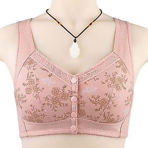 Womens Wireless Bra Women's Daily Bra, Push Up Bras No Underwire High Support Front Closure Front Snaps Full Coverage Easy Close Sports Bras Pink