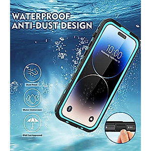 Guirble Design for iPhone 14 Pro Waterproof Case,Phone Case for iPhone 14 Pro with Screen Protector,Protective Case for iPhone 14 Pro 6.1''(Turquoise)