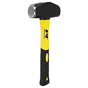 Performance Tool M7105 Heavy Duty Fiberglass Handle Hammer with Anti-Shock Rubber Cushion Grip and Mirror Polished Striking Face, 11-Inch Handle