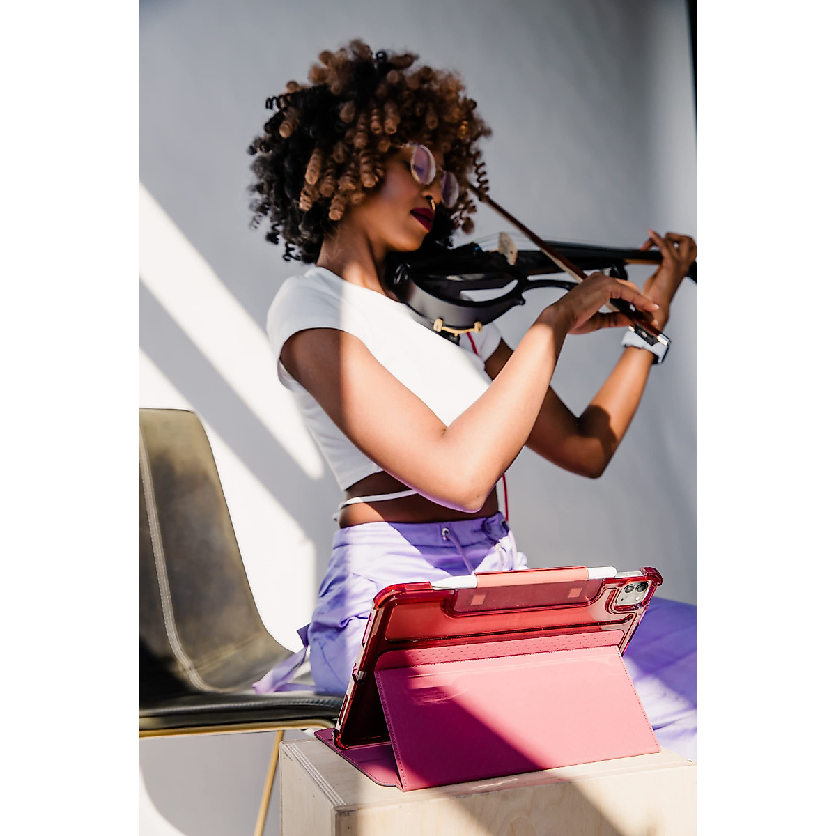 [U] by UAG iPad Pro 11" (4th Gen 2022, 3rd Gen 2021) Case Lucent Lightweight Slim Shockproof Smart Folio Protective Cover with Auto/Sleep Wake & Pencil Holder, Aubergine/Dusty Rose