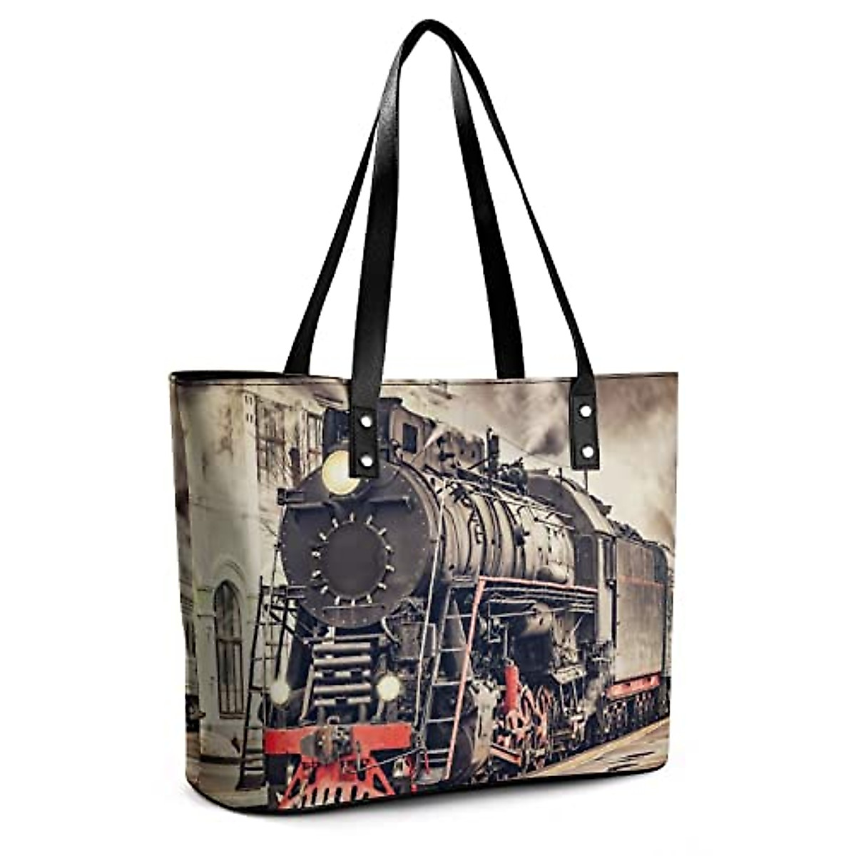 Womens Handbag Steam Train Leather Tote Bag Top Handle Satchel Bags For Lady