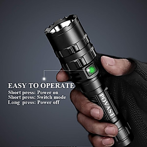 POVAST Tactical Flashlight Picatinny Rail Mount 1600 Lumens Side Switch Remote Pressure Switch USB Rechargeable, Matte Black