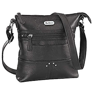 Fox Valley Traders B.Amici Francesca RFID Lockport Crossbody Bag, RFID Lining, Adjustable Straps, Black