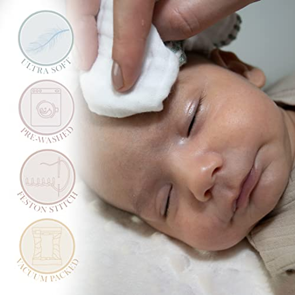 CM SHEEPCOTTON Turkish Muslin Burp Cloths0 Cotton 7 Pack Large 4 Layers Extra Absorbent Soft and Breathable Pre-Washed Feston Stitch Vacuum Packed