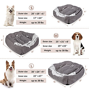 MIXJOY Dog Beds for Large Medium Small Dogs, Rectangle Cave Hooded Blanket Puppy Bed, Luxury Orthopedic Cat Beds for Indoor Cats, Warmth and Machine Washable (30 inches, Grey)