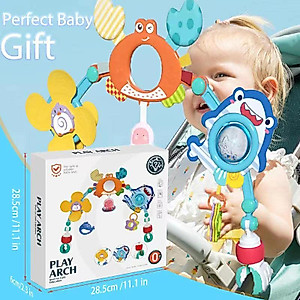 FBesteam Baby Stroller Arch Toy - Infant Car Seat Toys Adjustable Mobile Activity Arch with Play Accessories, Sensory Travel Crib Bouncer Bassinet Toys for Toddler Boy Girl 0 3 6 9 12 24 Months (Crab)