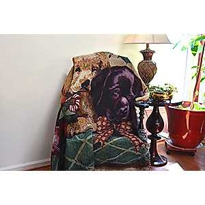 Labrador Retriever Dog Throw Blanket - Tache Adorable Puppy's First Christmas Holiday Animal Lover Gift Decorative Woven Tapestry Dog Throw Blanket, 50" x 60"