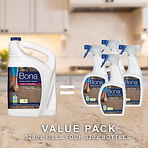 Bona Hardwood Floor Cleaner Refill, 128 Fl Oz