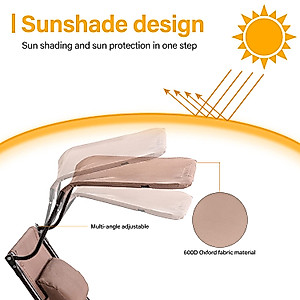 BMS Lounge Chairs with Canopy Cup Holder for Patio Balcony Poolside, Brown