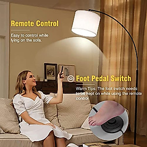 Arc Floor Lamps for Living Room,Modern Standing Lamp with Remote Control,Tall Lamp with Stepless Dimmable,5 Color temperatures,Over Couch Arched Reading Light for Bedroom,Office(Bulb Included)