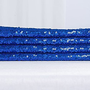 Fabric by The Yard 1 Yard Royal Blue Sequin Fabric Glitter Embroidery Fabric by The Yard Material for DIY Sewing Curtain Backdrop Tablecloth Table Linen Runner Clothes (Royal Blue)