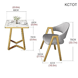 KCTOT Office Reception Round Table and Chair Set,High Density Sponge Cushion,Negotiation Table and Chair Set,Conference Room Table,Imitation Marble Wood Desktop (Color : A)