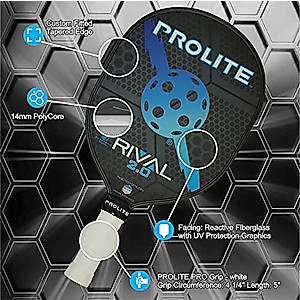 PROLITE Rival PowerSpin 2.0 Pickleball Paddle - Reactive Fiberglass with UV Protection Graphics and a 14 mm PolyCore - Made in The USA Since 1984 (Blue)