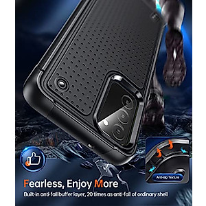 LeYi for Samsung Galaxy-A03S Phone Case: Samsung AO3S Phone Case with [2 Pack] Tempered Glass Screen Protectors, Dual Layer Hard PC Textured Back Soft Bumper Case for Samsung A03S (Not Fit A03), Black