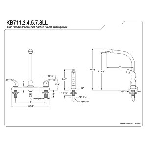 Kingston Brass KB718LL Legacy 8-Inch Centerset Kitchen Faucet, Brushed Nickel
