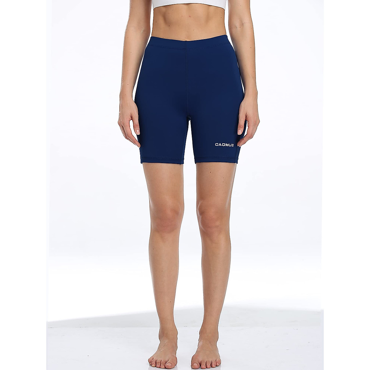 CADMUS Women's 8" High Waisted Biker Yoga Athletic Compression Shorts,3 Pack,1014,Black,Grey,Navy Blue,Small