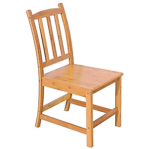 Huedimboene Set of 2 Farmhouse Armless Dining Chairs for Kitchen, Kitchen Chair with Rake Back, Wooden Dining Room Chairs, 18.1''D x 16.1''W x 34.2''H, Natural Color