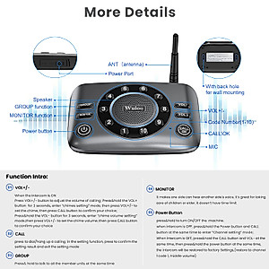 Hands-Free Intercoms Wireless for Home Business, Wuloo Upgrade Two Way Audio Intercom System for Elderly, Full Duplex Room to Room Intercom with 5280 ft Range Clear Sound Anti-Interference, Pack of 2