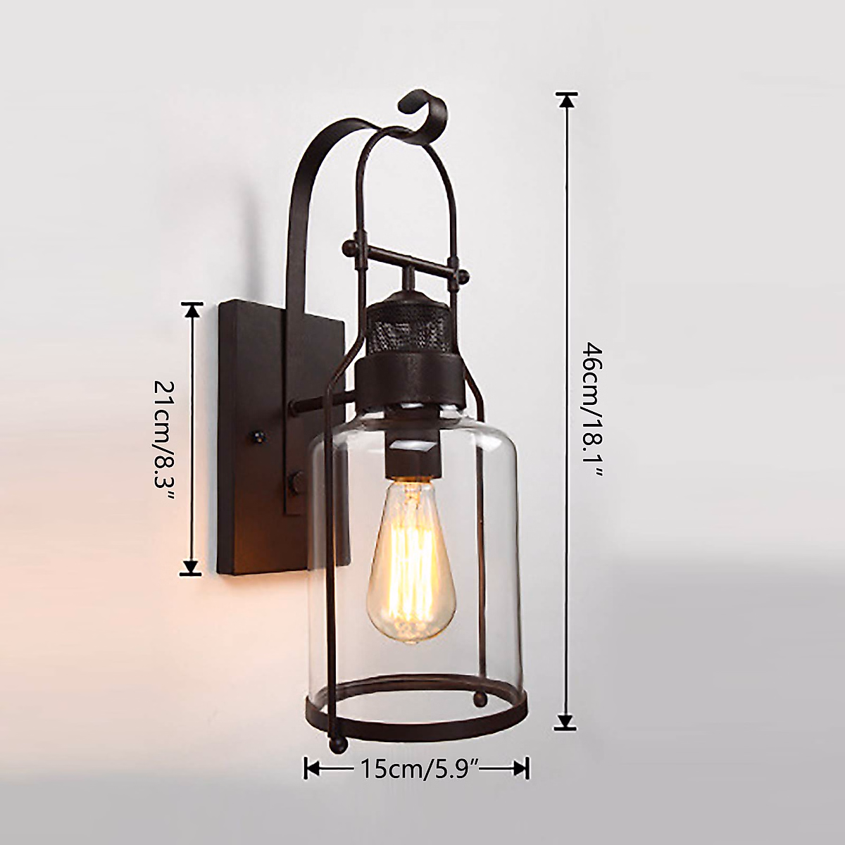 XUANIIIL Farmhouse Wall Sconces Lighting, Industrial Rustic Porch Wall Lamp Fixture with Clear Glass Shade, Exterior Retro Lantern Wall Light for Outdoor/Indoor/Bedroom