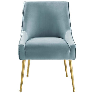 Modway Discern Pleated Back Upholstered Performance Velvet Dining Chair, Light Blue