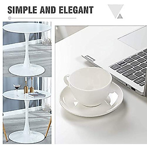 OTFPLUS White Round Dining Table, Modern Tulip Dining Room Table for 2-4 People, Circle Coffee Table Small Minimalist Kitchen Furniture, MDF Top, Metal Pedestal Base, 31.5 W, 28.7 H
