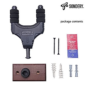 Sondery Guitar Wall Mount Hanger, Auto Lock and Adjustable Hook Holder for Acoustic and Electric Guitar, Ukulele, Bass, Banjo and Mandolin