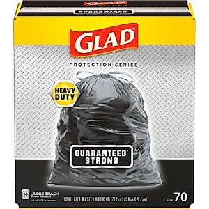 Glad Guaranteed Strong Large Drawstring Trash Bags, 30 Gal, 70 Ct, Pack May Vary