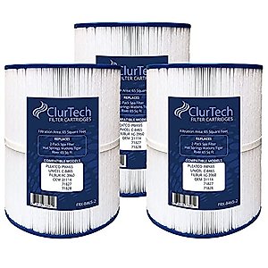 ClurTech FRX-8465-3 Replacement 3 Pack Hot Springs Watkins Tiger River 65 Sq Ft Spa Filter PWK65 C-8465 FC-3960 31114 71827 71828, White