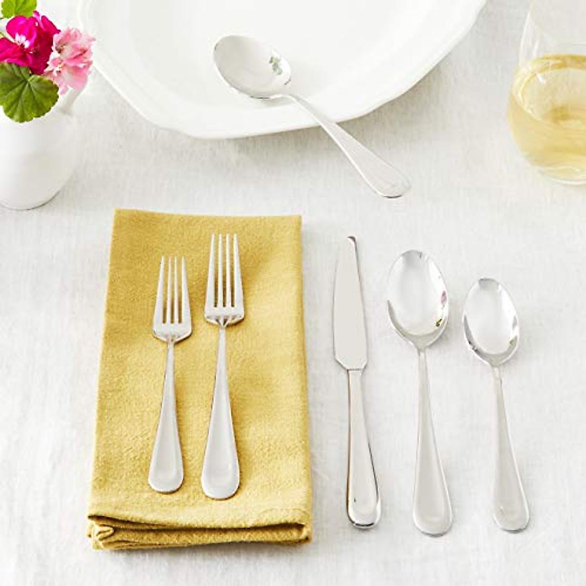 Ginkgo International Corrie 42-Piece Stainless Steel Flatware Place Setting, Service for 8 Plus 2-Piece Hostess Set