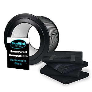 BlueBird Filters Replacement HEPA Filter & Carbon Pre Filter Kit For Honeywell 50250 50250-S OEM Part Number 24000 (1 HEPA + 4 Carbon Pre-Filter)