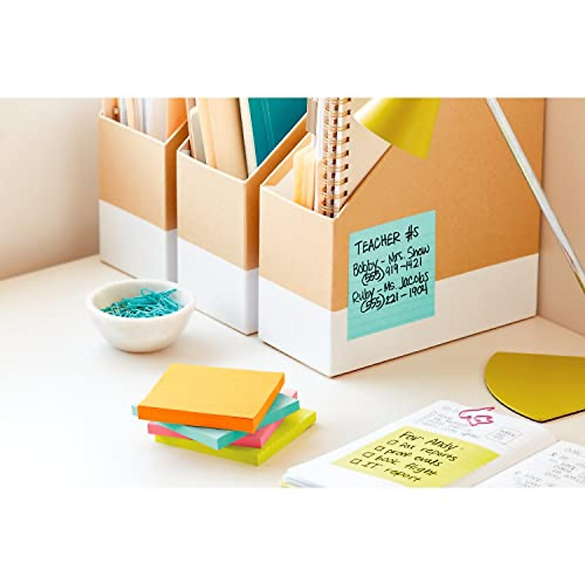 Post-it Super Sticky Notes, 4x4 in, 6 Pads, 2x the Sticking Power, Supernova Neons, Bright Colors, Recyclable (675-6SSMIA)