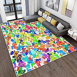 Modern Abstract Area Rugs for Living Room Kitchen Bedroom Color Ink blots Seamless Background Drawing in School Bright Summer Bathroom Rugs Stain Resistant Carpet Mat Pad Rectangular Home Decor
