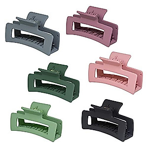 Hair Claw Clips, 6PCS 3.5" Strong Hold Rectangle Claw Hair Clips Bright Color Hair Jaw Clamp Non-Slip Catch Hair Styling Accessories for Women Girls Thin Thick Hair (Multicolor series)