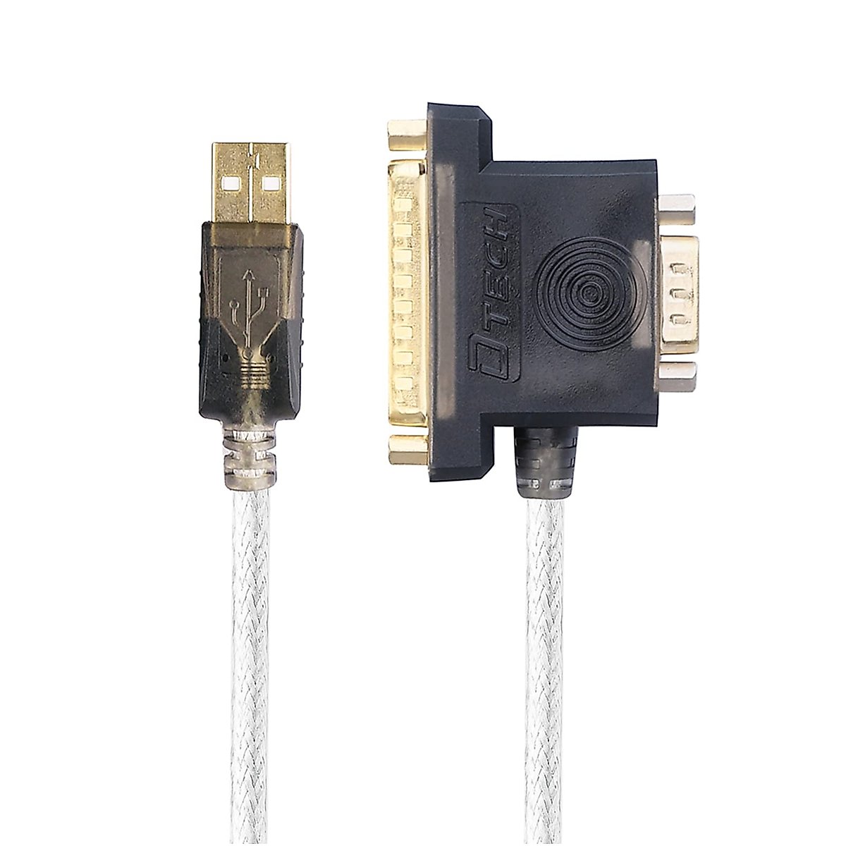 DTECH USB to Serial Adapter DB25 DB9 RS232 to USB Cable 4 Feet with FTDI Chip Supports Windows 11 10 8 7 and Mac