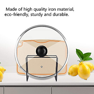 Cutting Board Rack, Lid Rack Wall Mounted Wrought Iron Cutting Board Rack,Self Adhesive Lid Cutting Chopping Board Countertop Rack Kitchen Organizer(White)