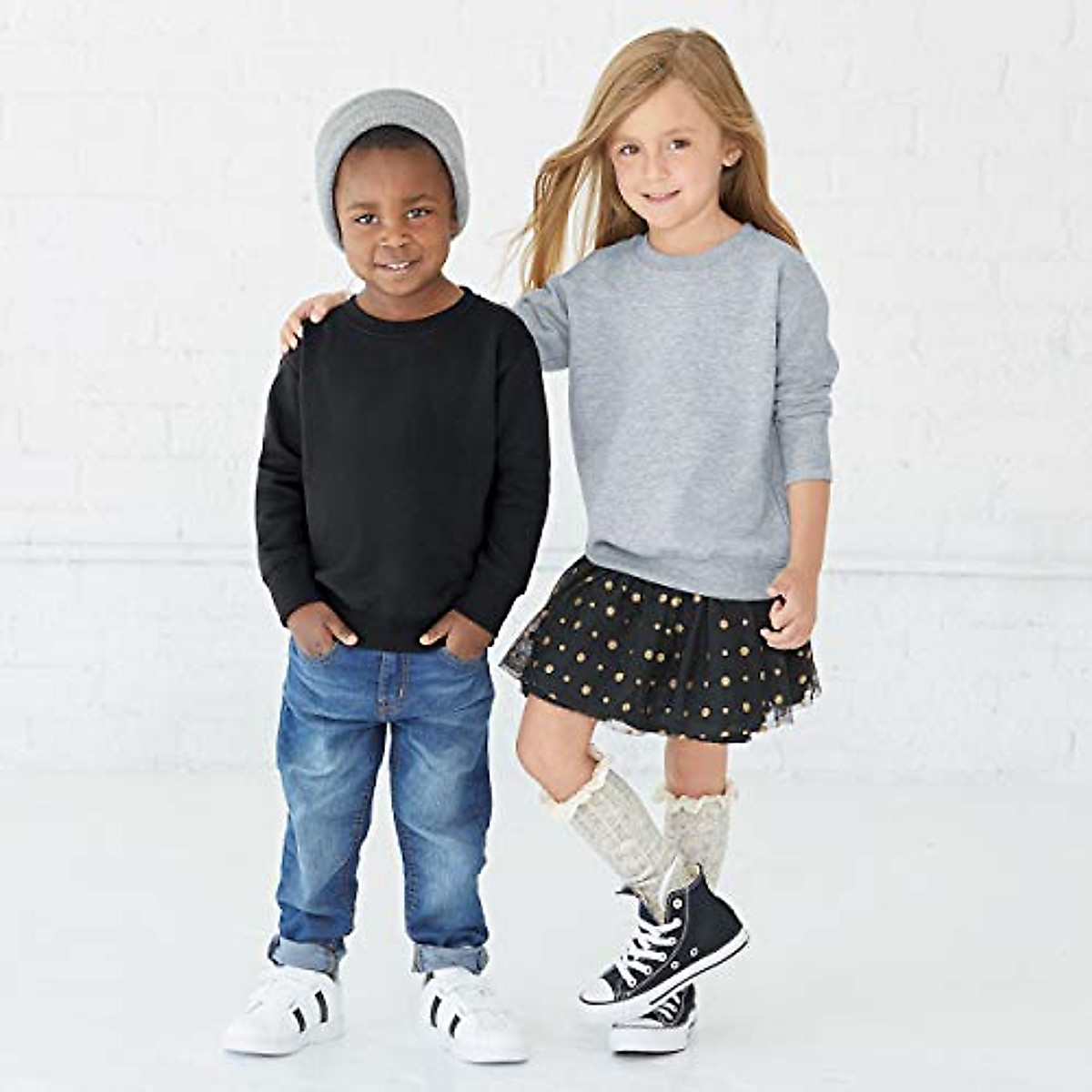 RABBIT SKINS Toddler Boy & Girl Fleece Long Sleeve Pullover Sweatshirt| 2T to Size 7, 3 Pack Bulk Set, Royal/Heather/Navy, 4T