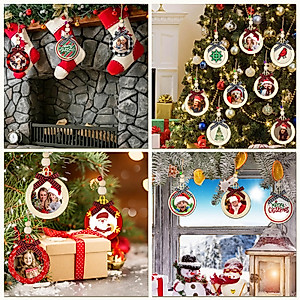 OurWarm 24Pcs Christmas Picture Frame Ornament DIY Wooden Photo Ornaments for Christmas Tree, 2023 Unfinished Personalized Hanging Christmas Ornaments for Xmas Holiday Presents Tree Decorations