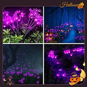 5 Pack Halloween Spider Lights Solar Powered Outdoor Waterproof, Purple Solar Swaying Firefly Lights, 2 Modes 40-LED Solar Garden Lights, Halloween Decorative Stake Pathway Lights Firefly Lights