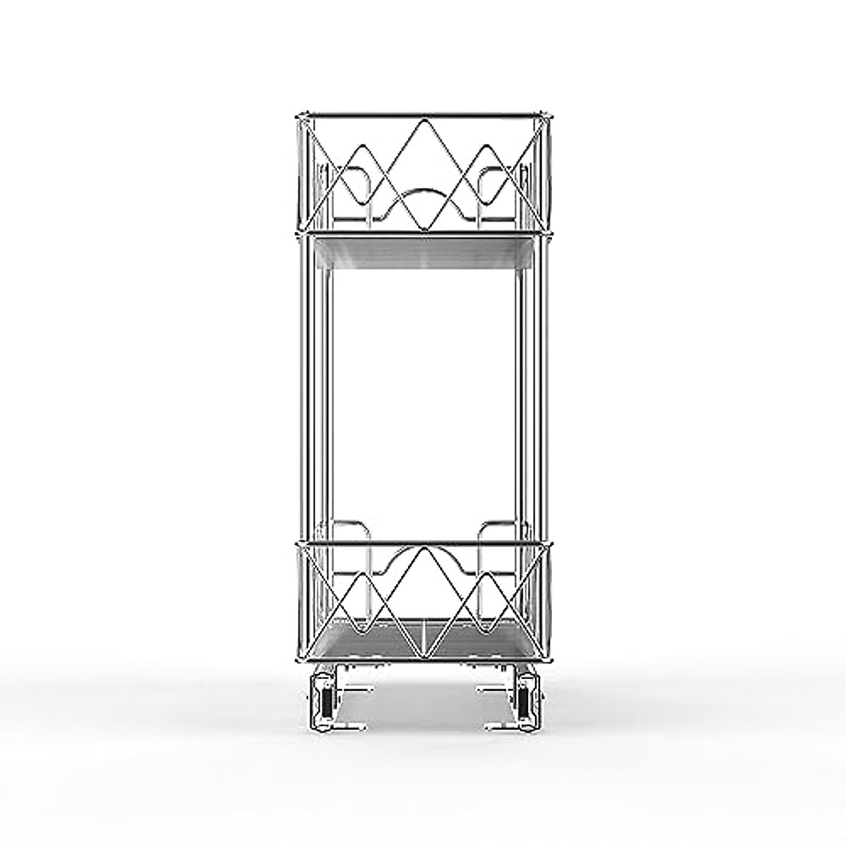 LYNNON 2 Tier Pull Out Cabinet Organizer Heavy Duty Pull Out Cabinet Drawer Sliding Cabinet Organizer Pull Out Shelves for Pantry, Kitchen, Bathroom,(7''Wx21''Dx17.3''H) - Chrome