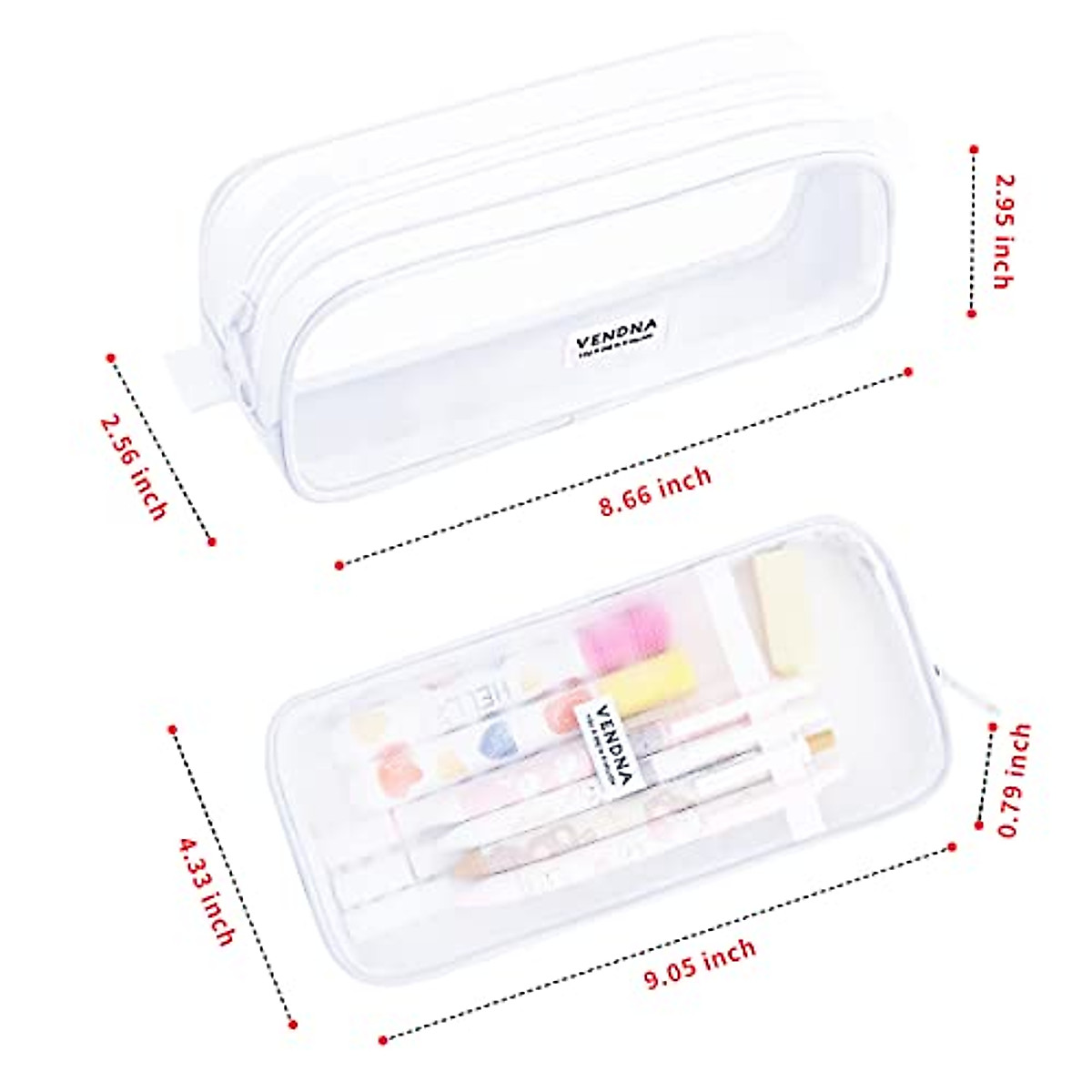 Grid Mesh Pen Pencil Case For Adults 2 Pack Cute Clear Pencil Pouch For Purse Small Transparent Marker Bag For Girls Aesthetic School Pen Organizer Bag Bulk