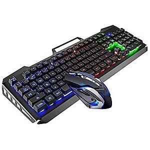 HJJWL Gaming Keyboard and Mouse, Gaming Keyboard and Mouse Wired Keyboard with Backlight Keyboard Silent Gaming Mouse Set for PC Laptop