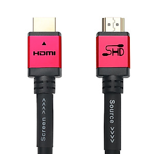 SHD 100 Feet HDMI Cable with Signal Booster, 100' HDMI Cord 2.0V Support 4K 3D 1080P for in-Wall Installation CL3 Rated Black Cable and Red Metal Shell