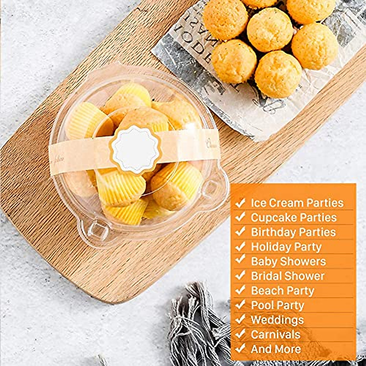 400 Cupcake Containers Plastic Disposable - Plastic Individual Cupcake Holders Single Clear Cupcake Case Boxes Stackable Muffin Pods High Dome with Lids for Parties Cake Muffin Fruit