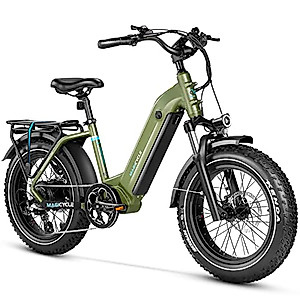 MAGICYCLE Fat Tire Electric Bike for Adults 750W Motor E Bike 52V 20Ah Step-Thru 20" Electric Mountain Bike for Beach Snow 80 Miles 7 Speeds