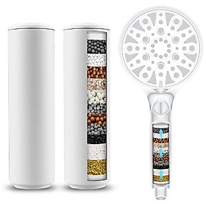 Nuodan Handheld Shower Head - High Pressure 6-mode Hand Held Shower Head with Brackets, Anti-clog Nozzles, Built-in Power Wash to Clean Tub, Tile & Pets, Extra Long 6 ft. Stainless Steel Hose