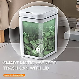 Bathroom Trash Can, 2.8 Gallon Motion Sensor Trash Can,13L Automatic Touchless Garbage Can with Smart Lid, Waterproof Trash Bin, Eletric Waste Bins for Office,Bedroom, Kitchen,Living Room, White