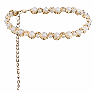 Holibanna Pearl Chain Waist Belt Pearl Alloy Waist Chain Body Chain for Women Jeans Dresses