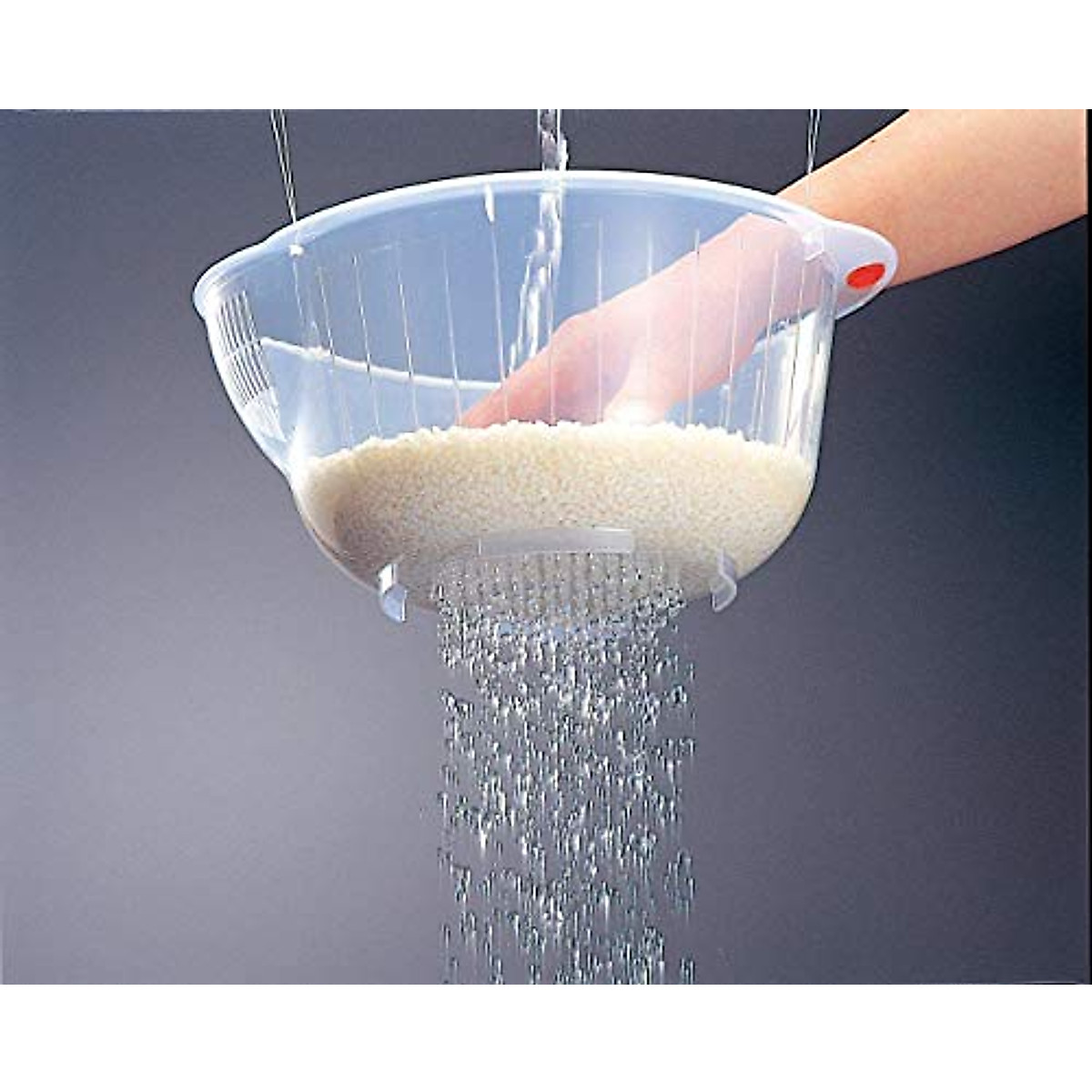 Inomata Plastic Japanese Rice Washing Bowl with Side and Bottom Drainers
